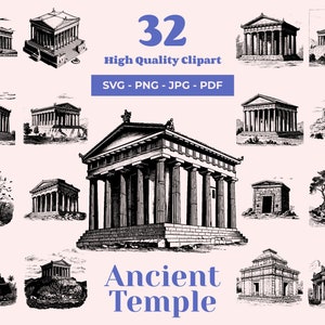 Ancient Temple SVG Bundle 32 Vintage Engravings Cut Files Historical ...