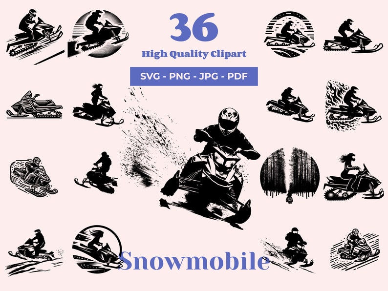 Snowmobile SVG Clipart Bundle: 36 Winter Sports Designs (digital ...