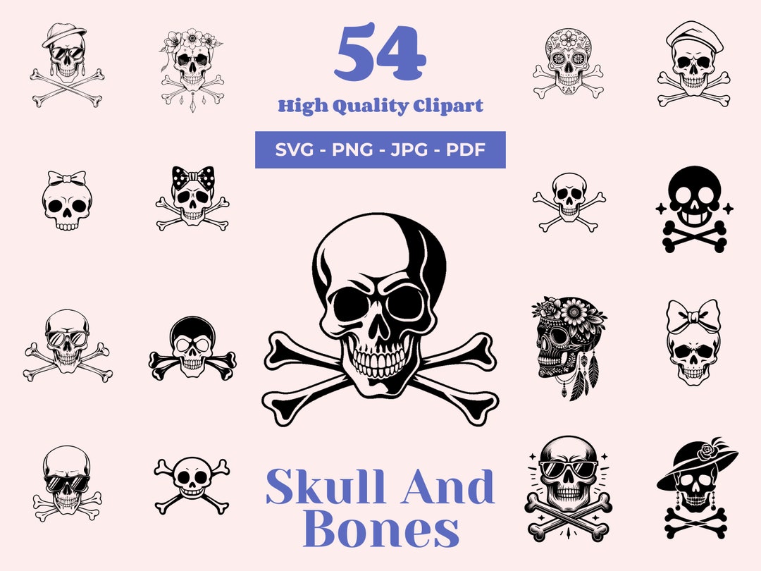 Skull and Bones SVG Bundle - 54 Designs - Danger Sign Illustration ...
