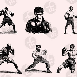 Boxer Fighter SVG Bundle: 28 Vintage Boxing Clipart Designs (digital ...