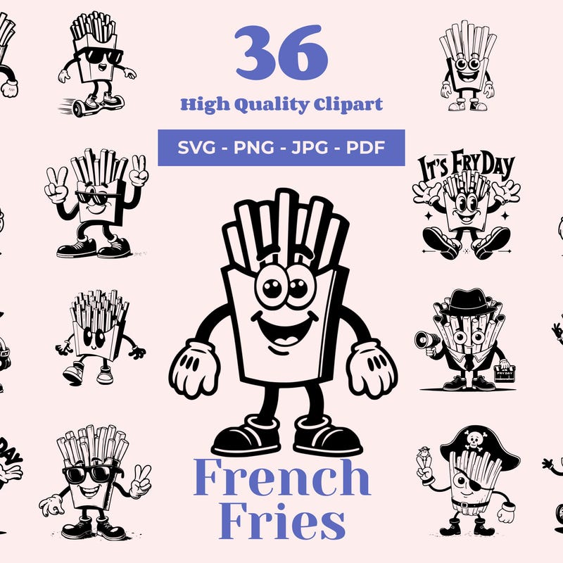French Fries Clipart - Etsy
