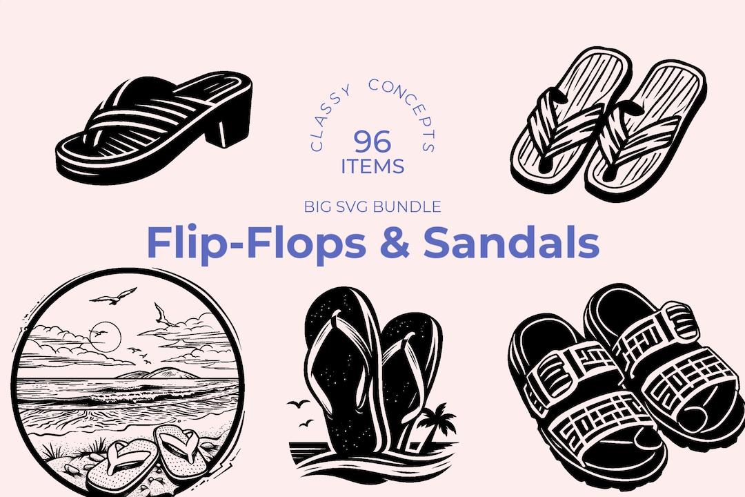 Sandals SVG Bundle 96 Cut Files Flip Flop SVG Geta Sandals Designs for ...