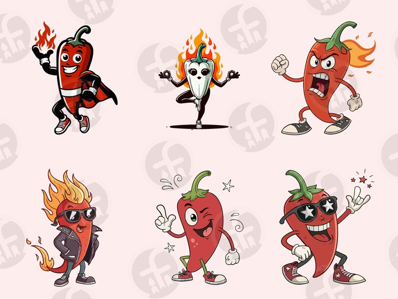 Red Hot Chili Pepper SVG Bundle: Spicy Character Designs (digital ...