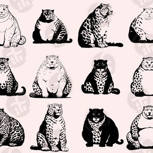 Fat Cheetah SVG Bundle - 64 Designs - Cute Cheetah Clipart - Funny Big ...
