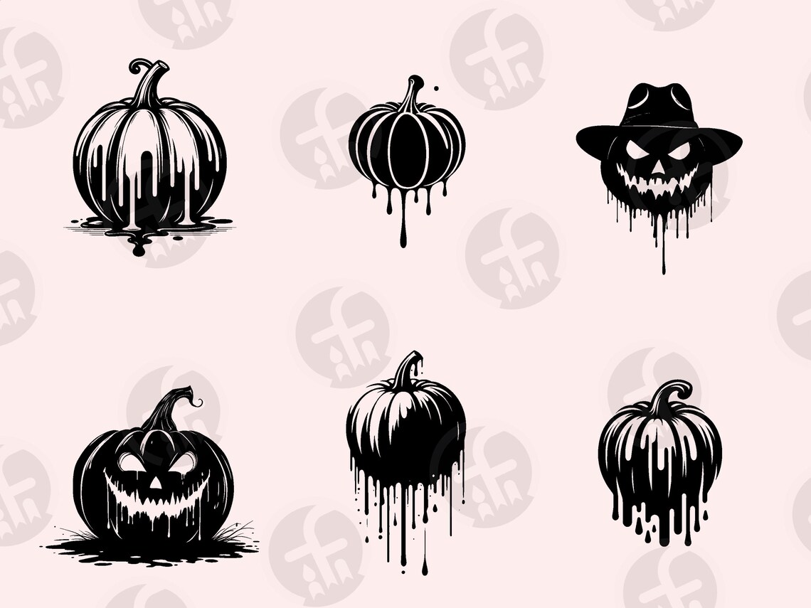 Dripping Pumpkin SVG Bundle: 36 Halloween Clipart Designs (digital ...