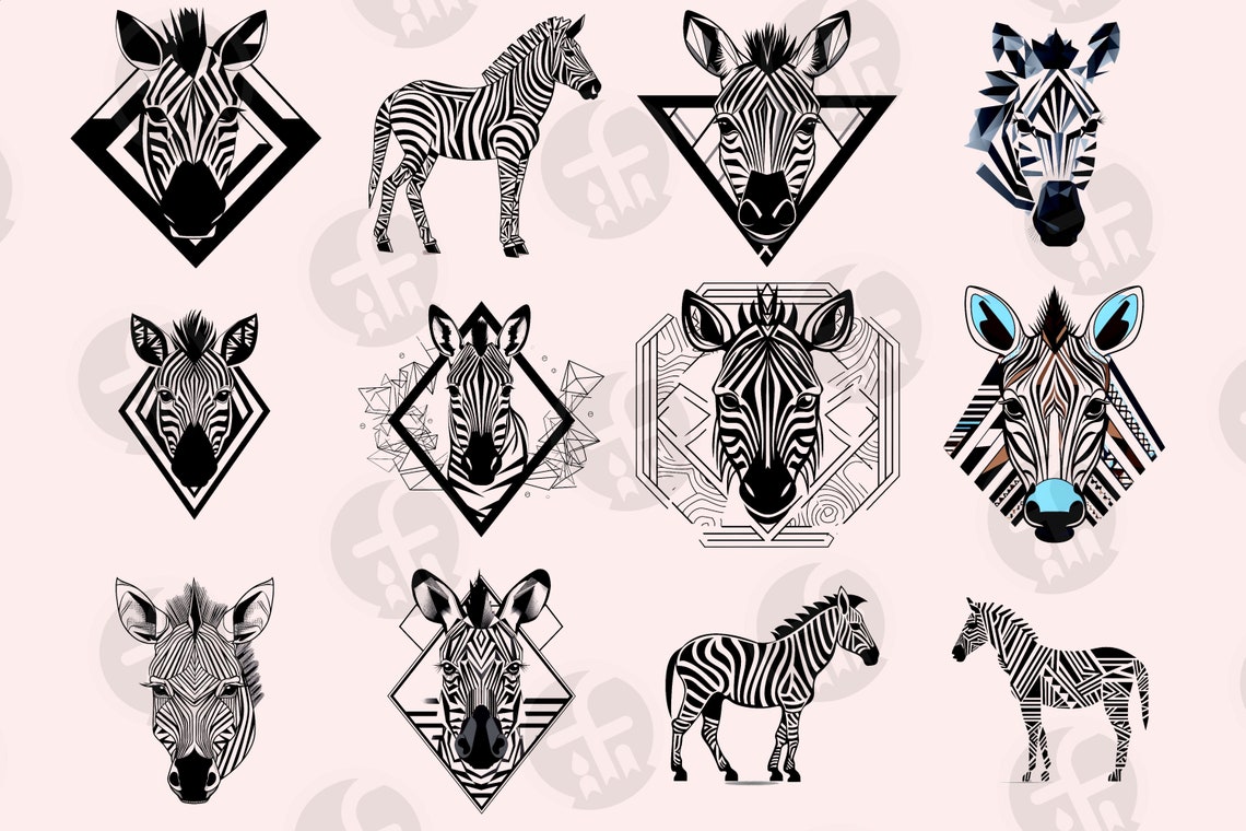 Geometrical Zebra SVG 18 Cut Files Abstract Wildlife Art - Etsy