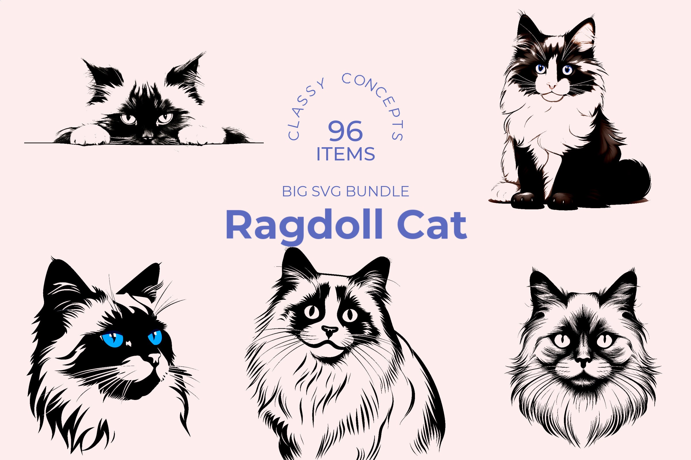 Ragdoll Cat SVG Bundle 96 Unique Cut Files Silky Coat - Etsy Canada