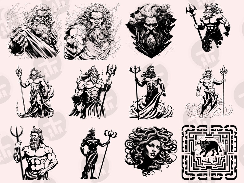 Greek Mythology SVG Bundle - 96 Cut Files - Olympus Gods - Sublimation ...