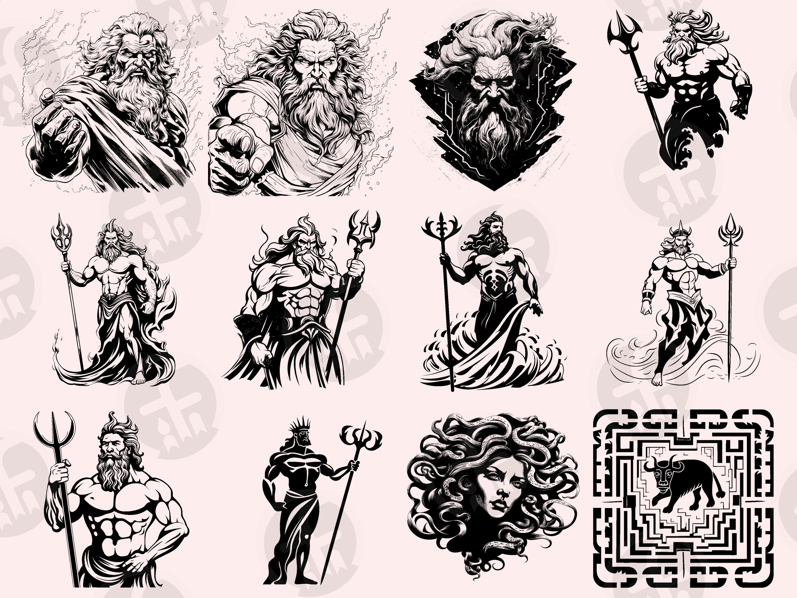 Greek Mythology SVG Bundle - 96 Cut Files - Olympus Gods - Sublimation ...