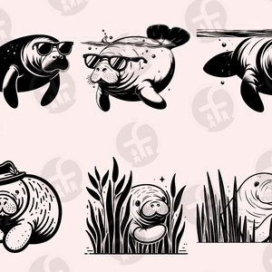 Manatee SVG Bundle 96 Cut Files Chubby Mermaid Designs for Laser ...