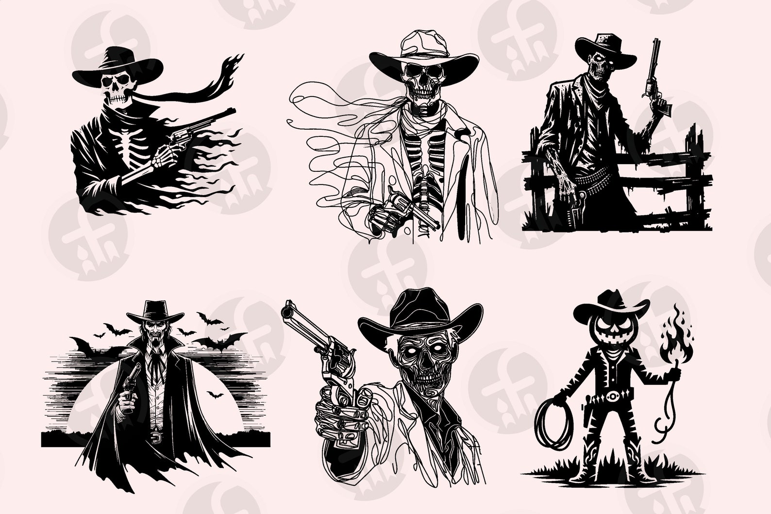 Halloween Cowboy SVG Bundle 36 Designs Ghost Cowboy Zombie Cowboy Vamp ...