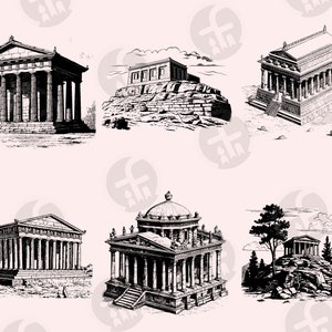 Ancient Temple SVG Bundle - 32 Vintage Engravings - Cut Files ...