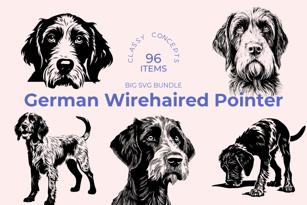 German Wirehaired Pointer SVG Bundle 96 Cut Files Diverse Dog Poses Sublimation Files Hunting ...