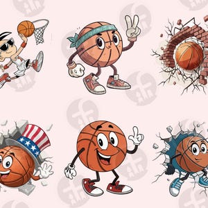 Cartoon Basketball SVG Bundle: Retro Mascot Designs (36 Designs ...