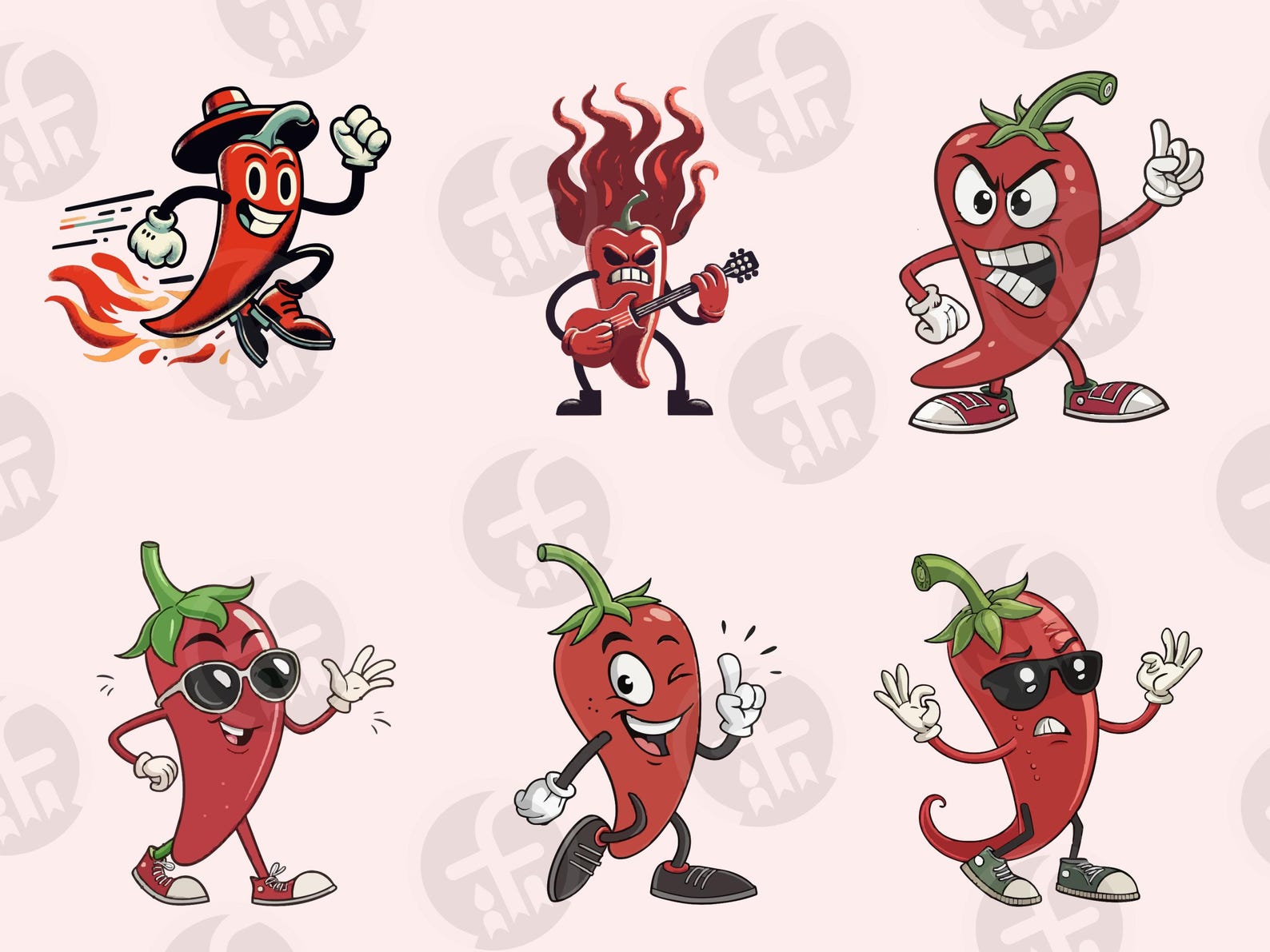 Red Hot Chili Pepper SVG Bundle: Spicy Character Designs (digital ...