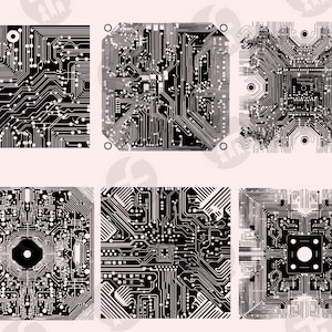 Circuit Board SVG: Tech-inspired Cut Files, Laser Engraving (36 Designs ...