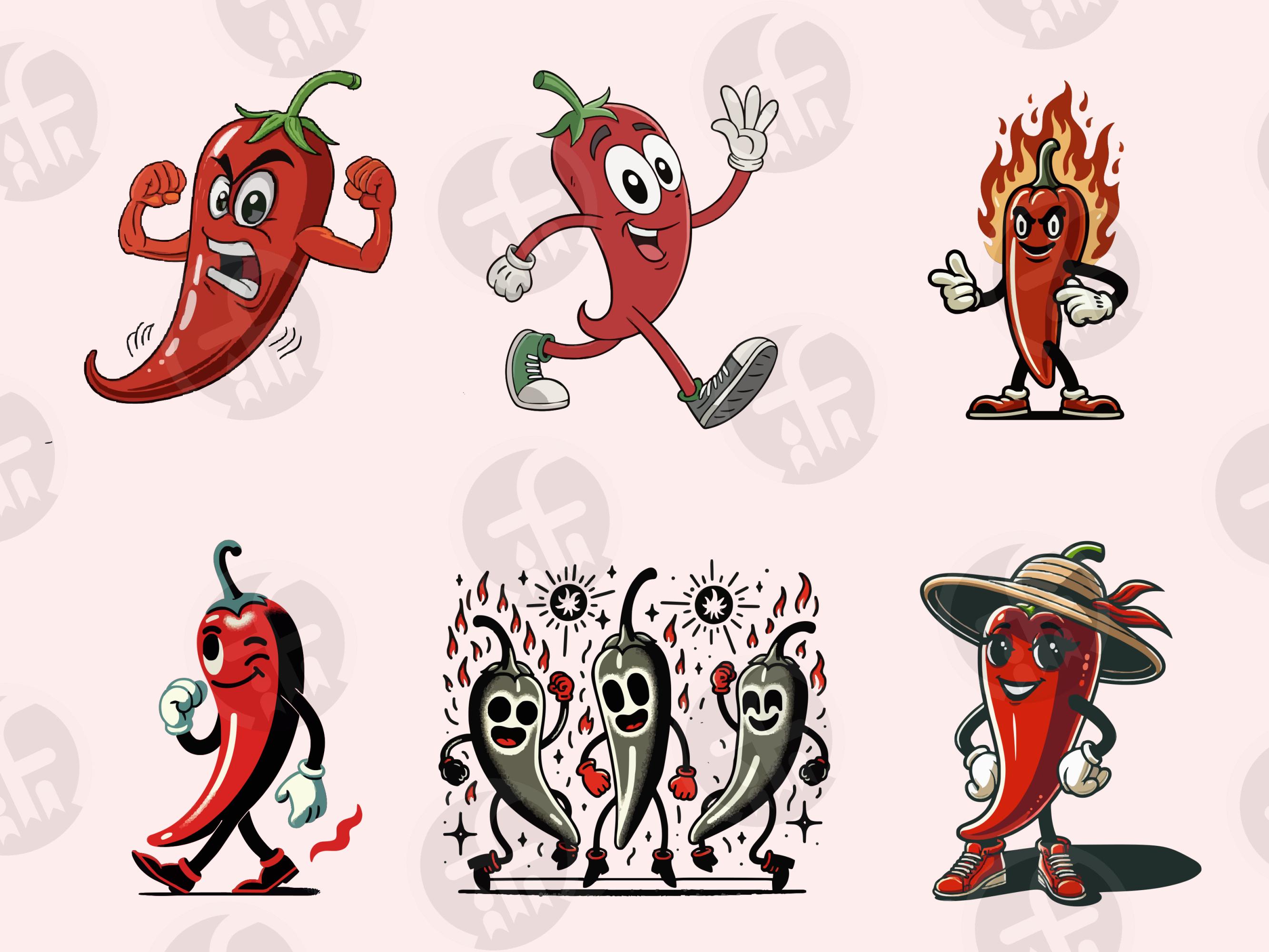 Red Hot Chili Pepper SVG Bundle: Spicy Character Designs (digital ...