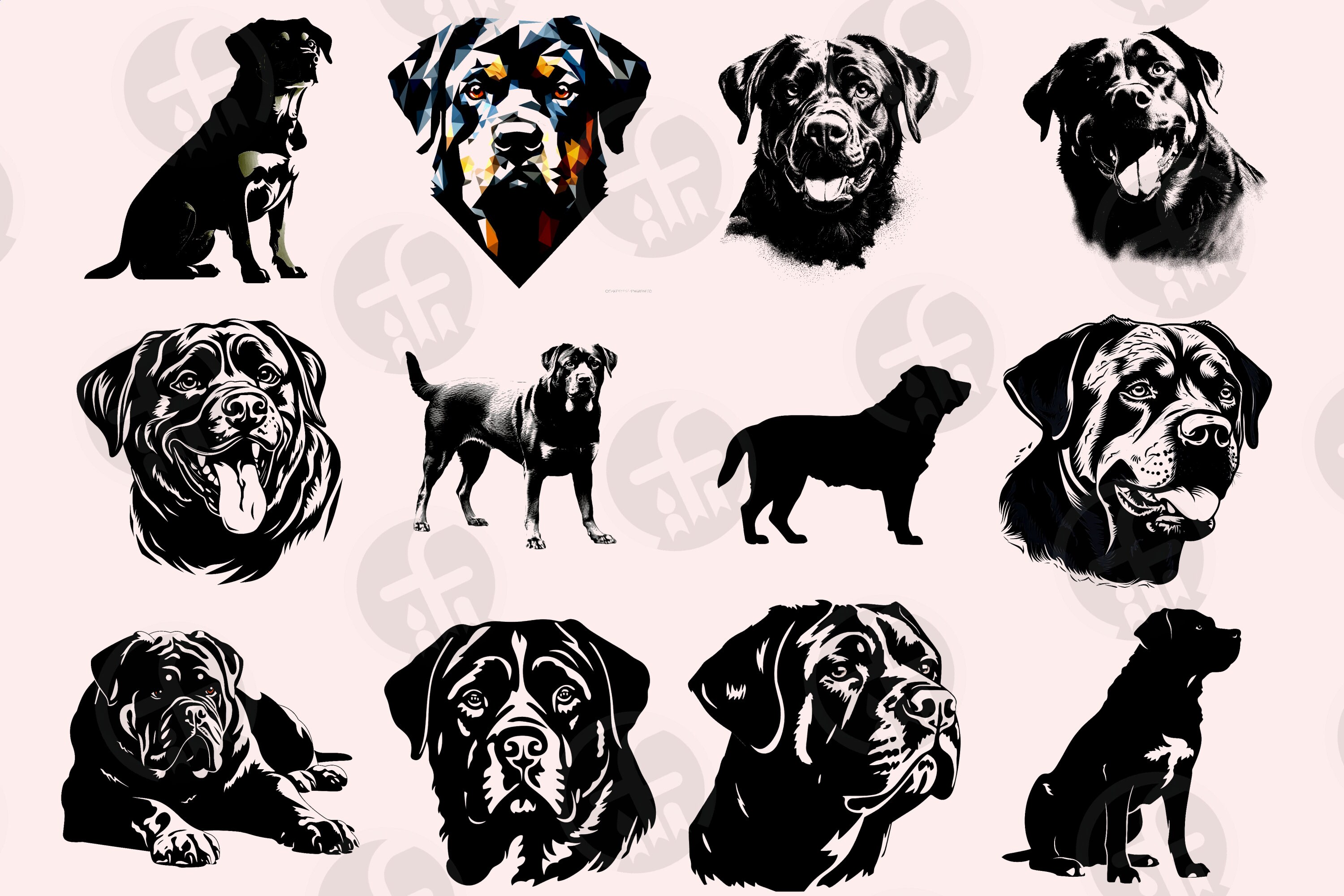 Rottweiler SVG Bundle 80 Cut Files Rottie Art DIY Craft - Etsy