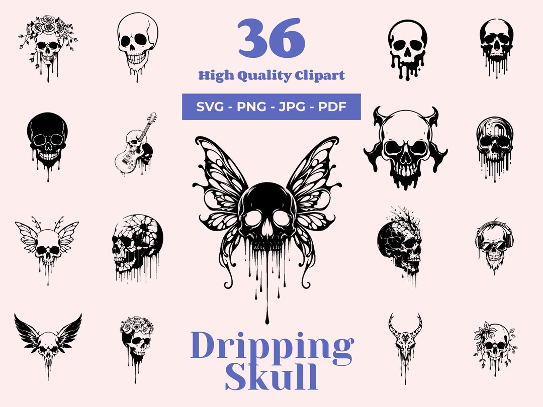 Dripping Skull SVG Bundle: 36 Edgy Graffiti Designs (digital Download ...