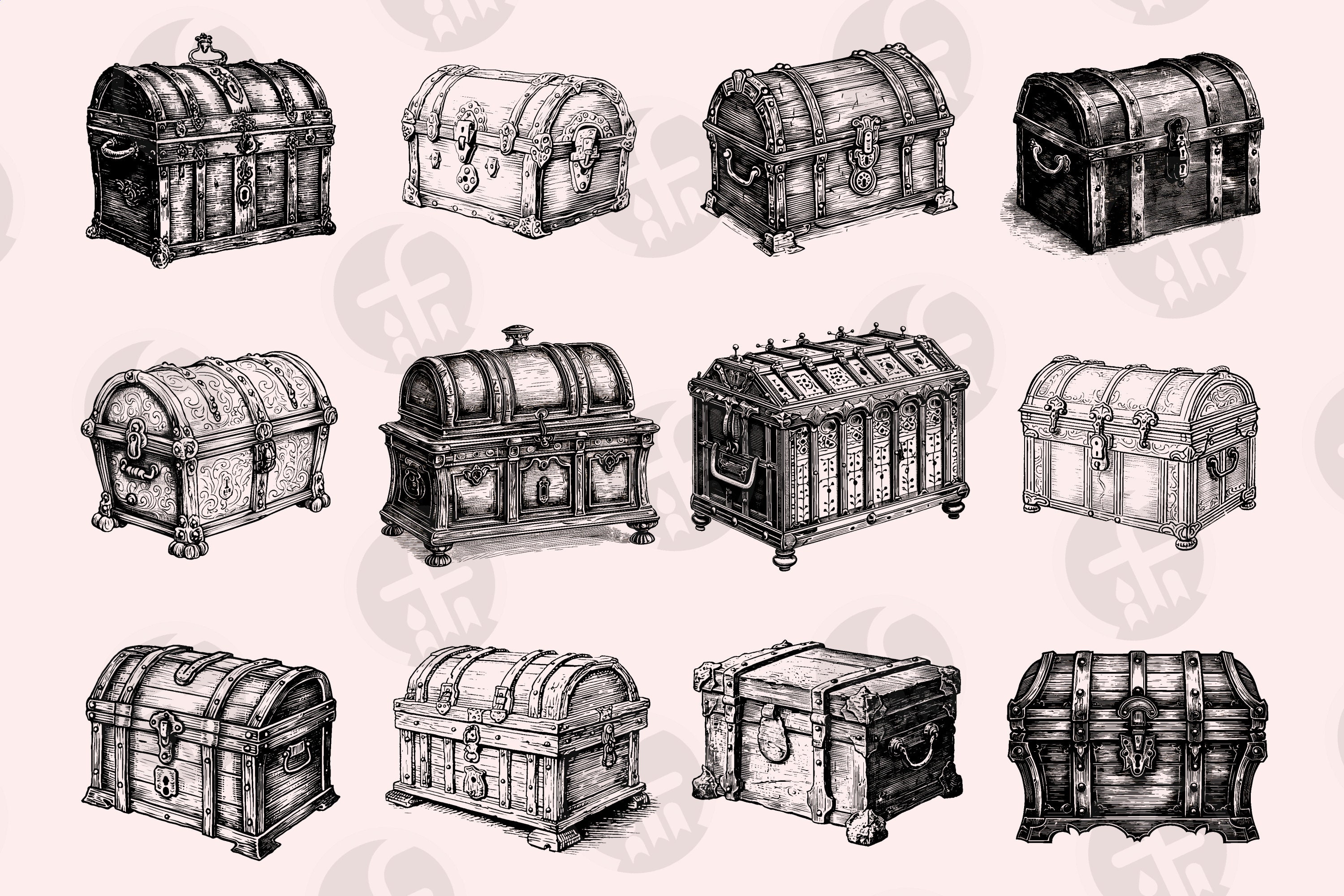 Treasure Chest SVG Bundle 36 Vintage Engravings Cut Files - Etsy
