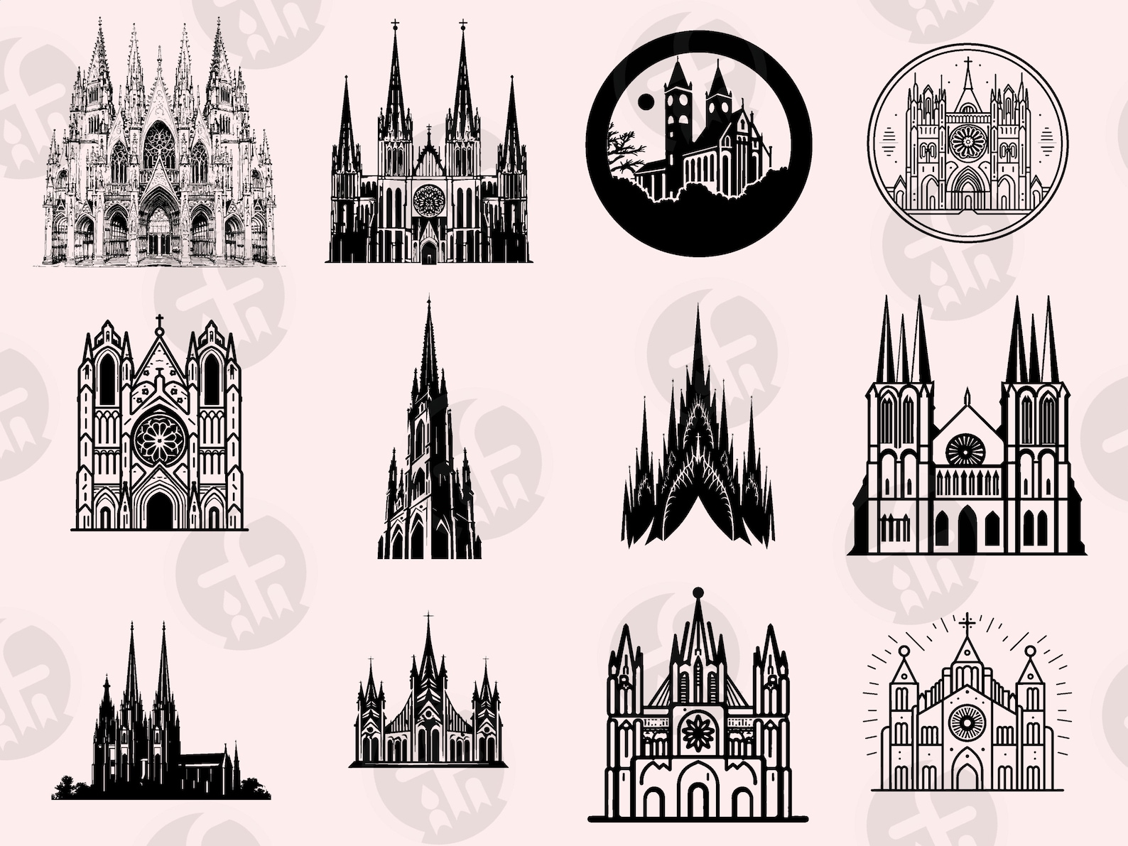Gothic Cathedral SVG Bundle: 66 Church Designs (digital Download) - Etsy