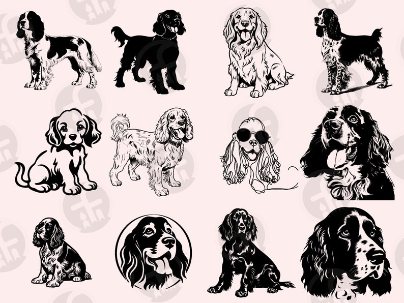 Cocker Spaniel SVG Bundle: 96 Dog Clipart Cut Files (digital Download ...