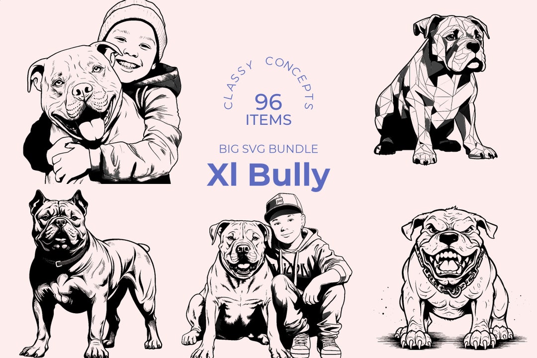 XL Bully SVG Bundle - 96 Cut Files - Muscular Dog Art - Sublimation ...
