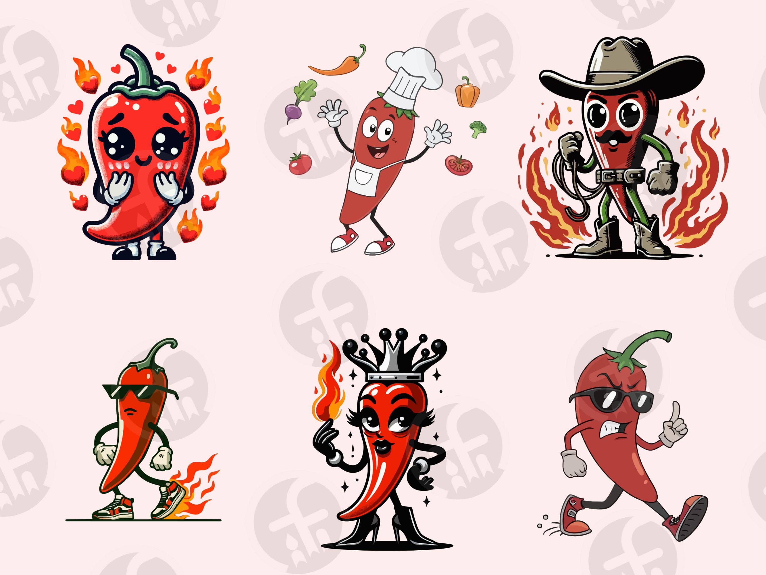 Red Hot Chili Pepper SVG Bundle: Spicy Character Designs (digital ...