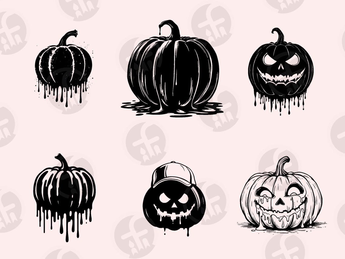 Dripping Pumpkin SVG Bundle: 36 Halloween Clipart Designs (digital ...