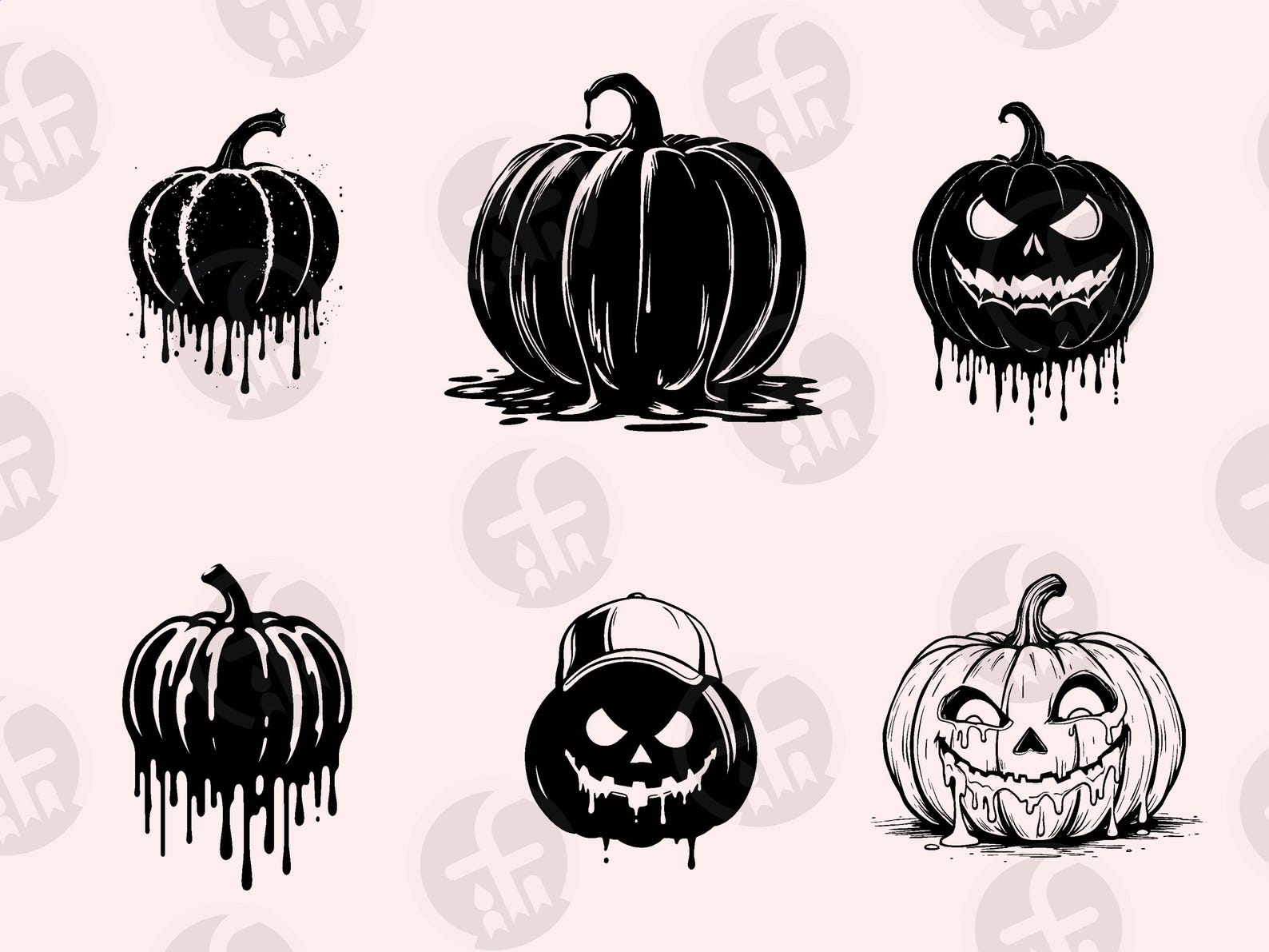 Dripping Pumpkin SVG Bundle: 36 Halloween Clipart Designs (digital ...