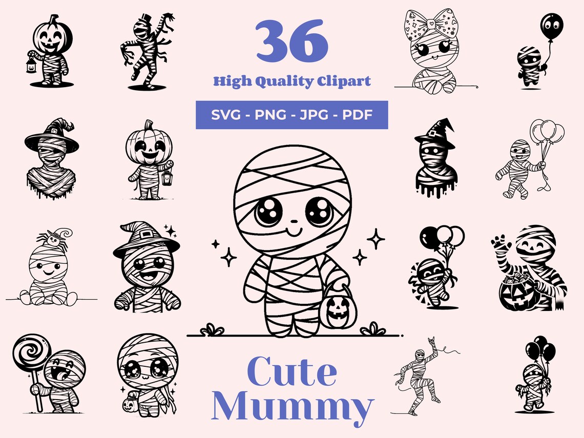 Halloween Mummy SVG Bundle – 36 Spooky Designs (digital Download - Etsy
