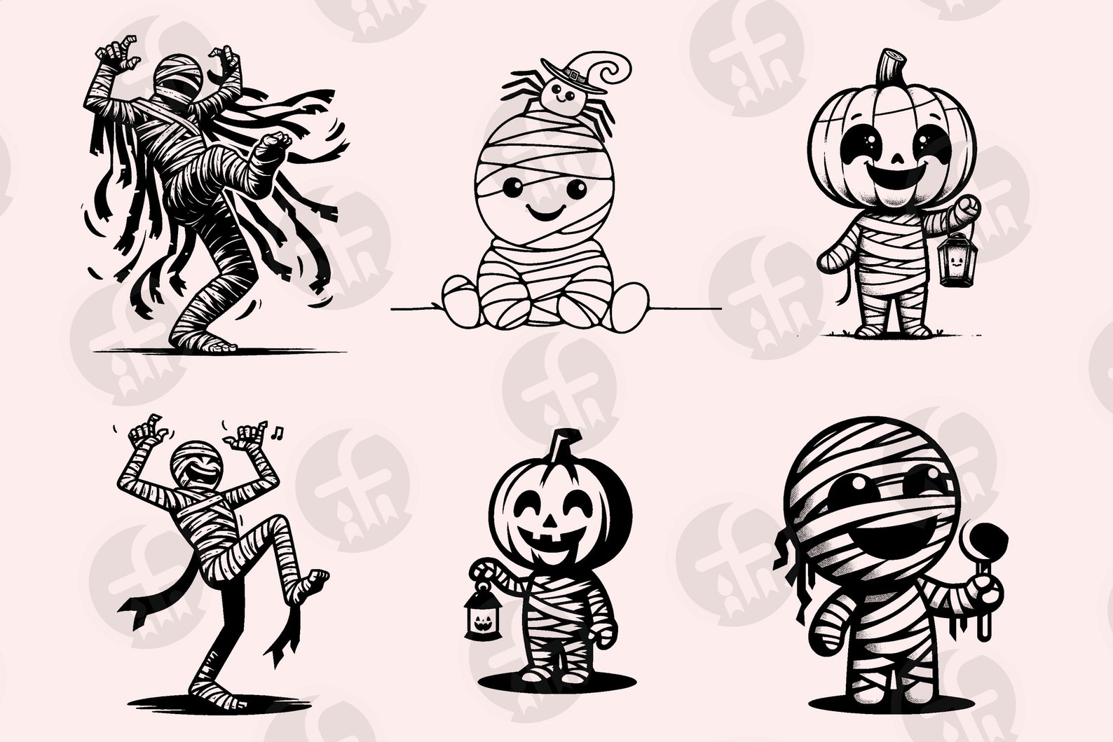 Cute Mummy SVG Bundle 36 Designs Halloween Decor SVG Adorable Mummy ...