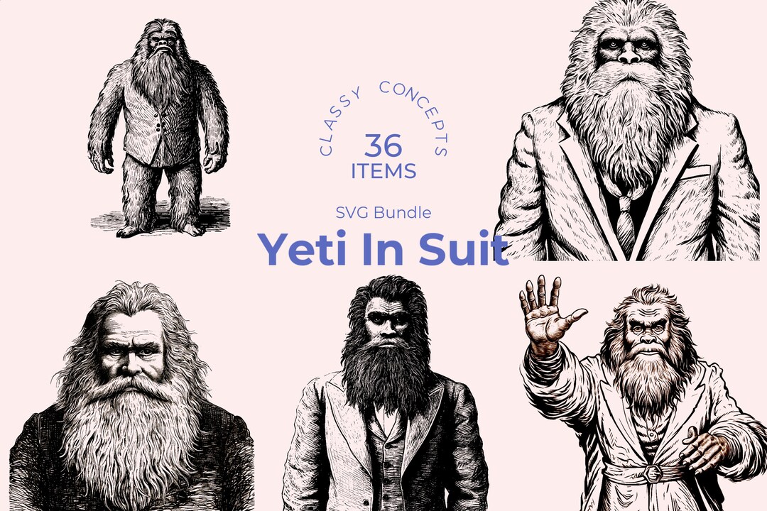 Yeti in Suit SVG Bundle: 36 Vintage Engravings (digital Download) - Etsy