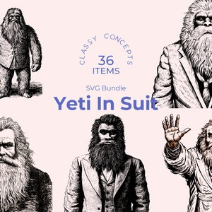 Yeti in Suit SVG Bundle: 36 Vintage Engravings (digital Download) - Etsy