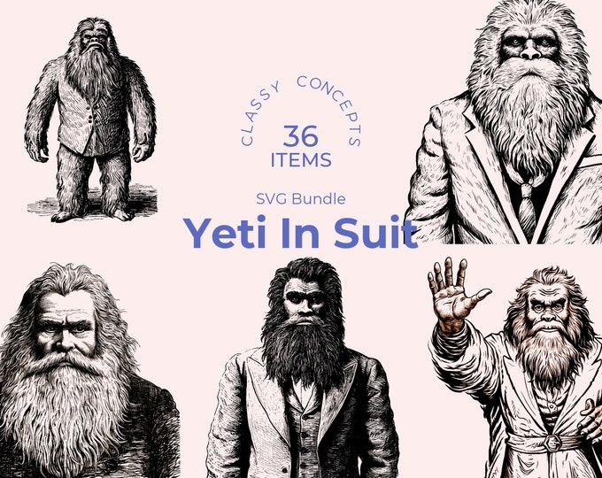Yeti in Suit SVG Bundle: 36 Vintage Engravings (digital Download) - Etsy