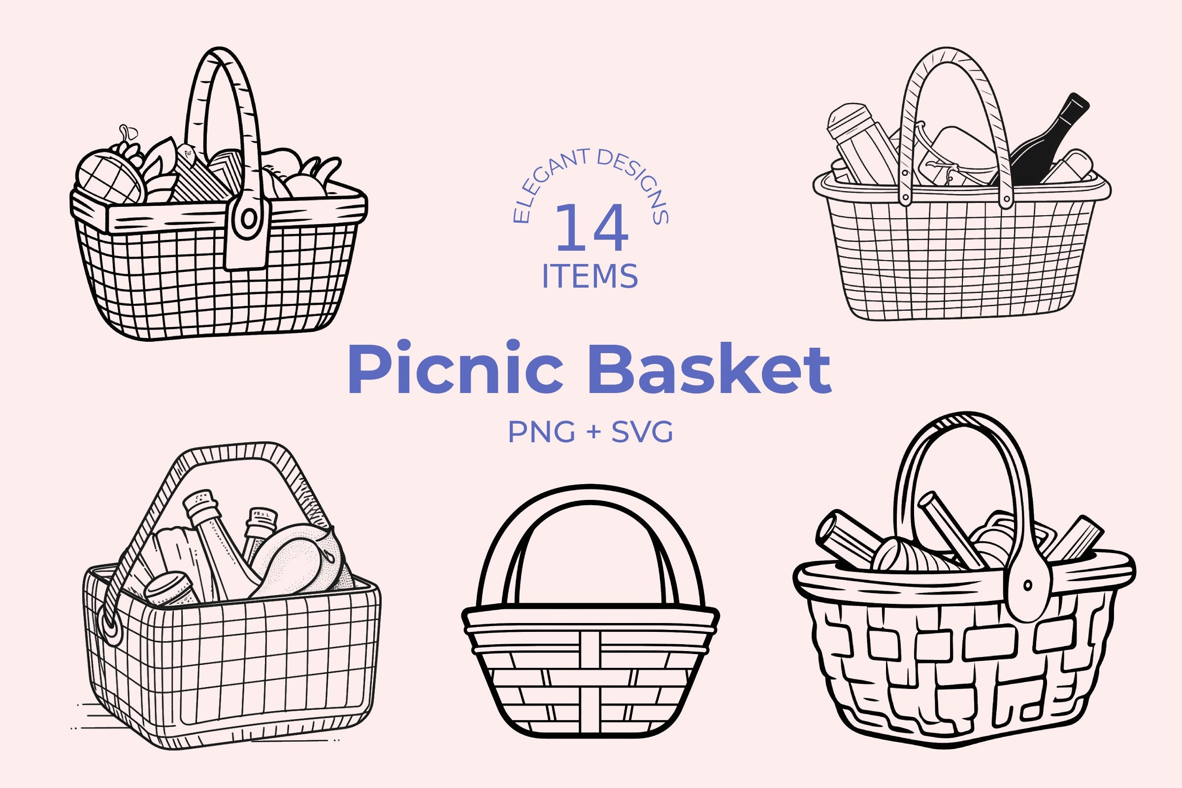 Picnic Basket SVG 14 Minimalist Artworks Black and White Outdoor Dining ...