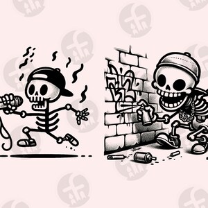 Hip Hop Skeletons Clipart: 18 Rap Designs (SVG, PNG, JPG) - Etsy