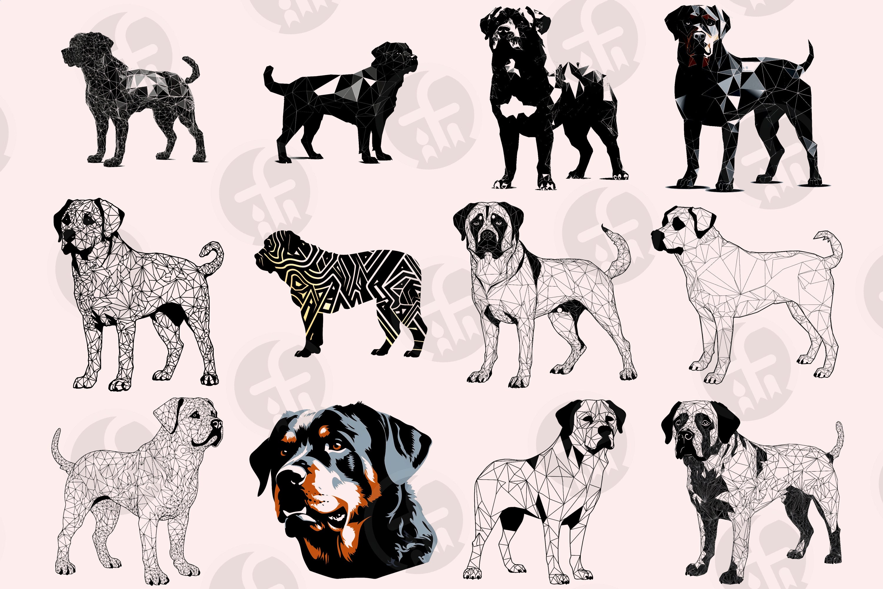 Rottweiler SVG Bundle 80 Cut Files Rottie Art DIY Craft - Etsy