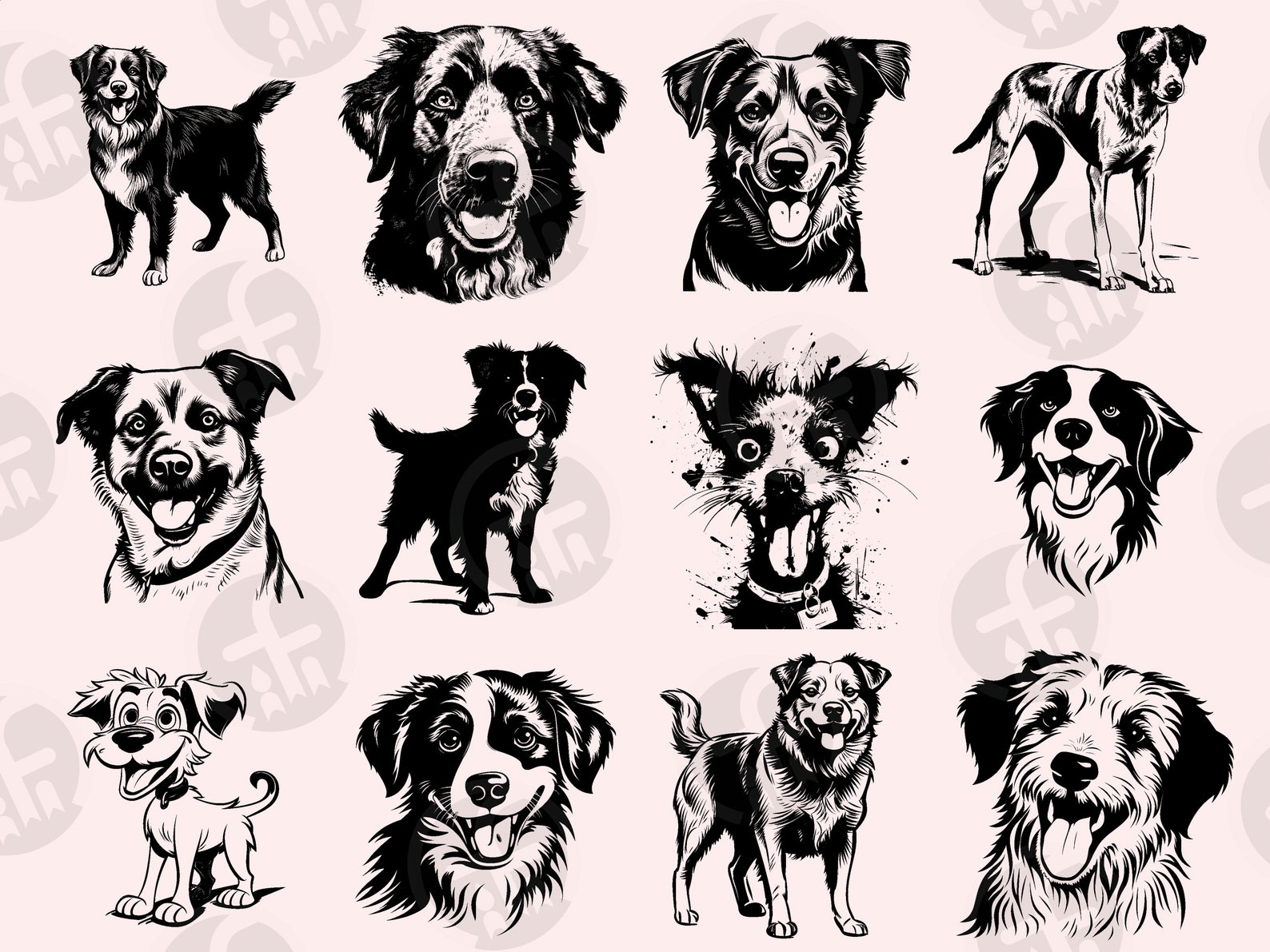 Stray Dog SVG Bundle: 96 Mutt Illustrations (digital Download) - Etsy