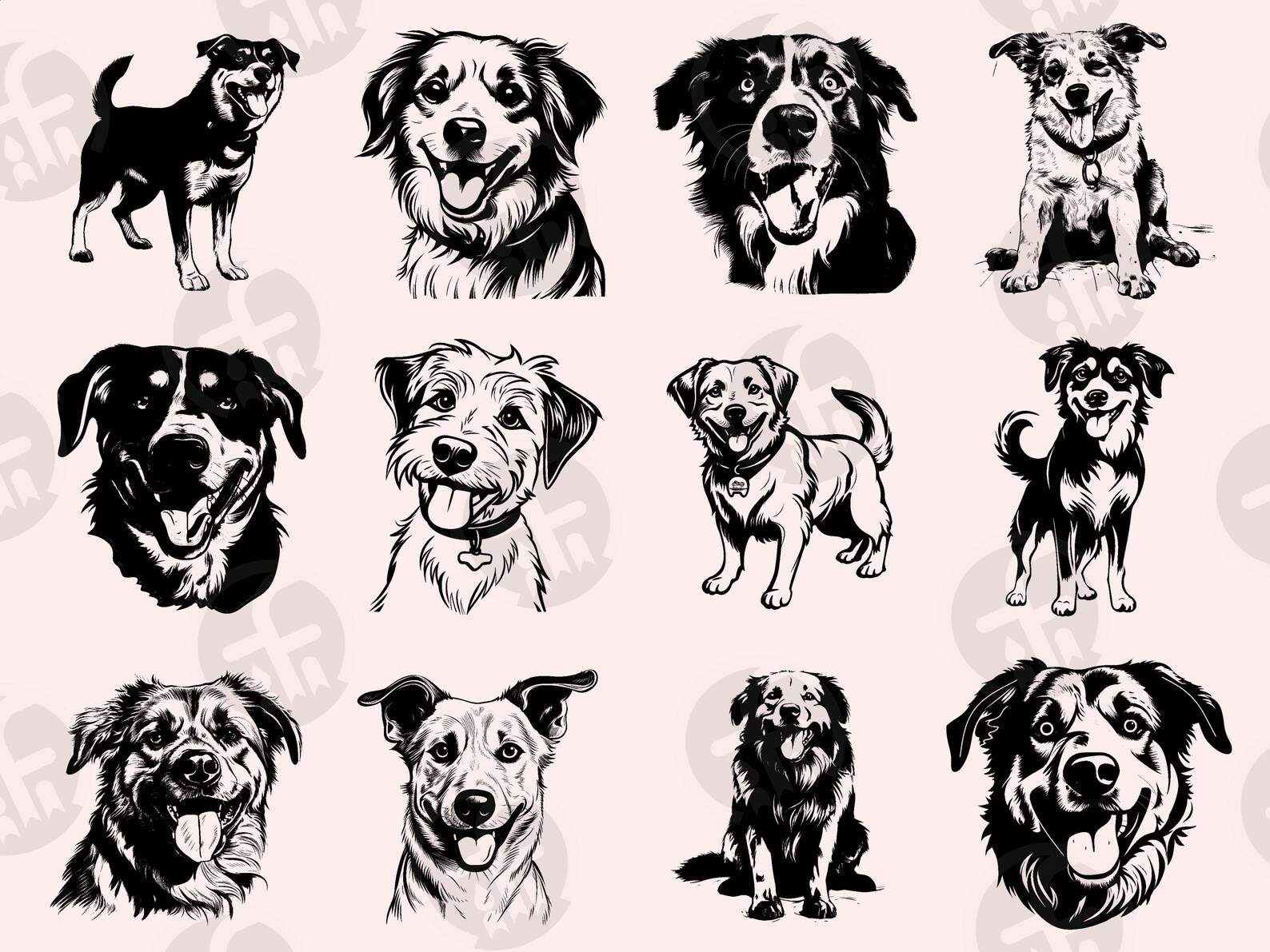 Stray Dog SVG Bundle: 96 Mutt Illustrations (digital Download) - Etsy