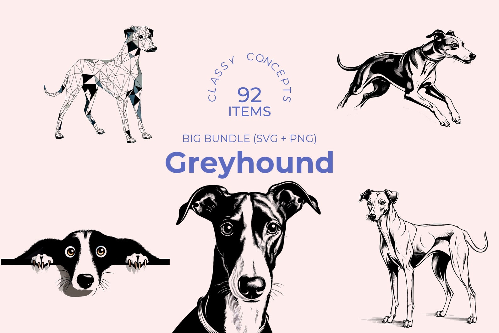 Greyhound SVG Bundle 92 Cut Files English Greyhound - Etsy