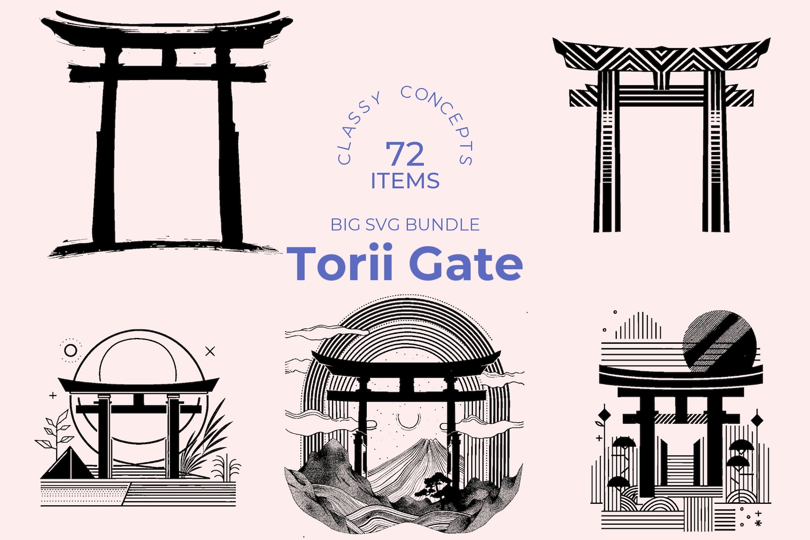 Torii Gate SVG Bundle 72 Cut Files Japanese Culture Designs for ...