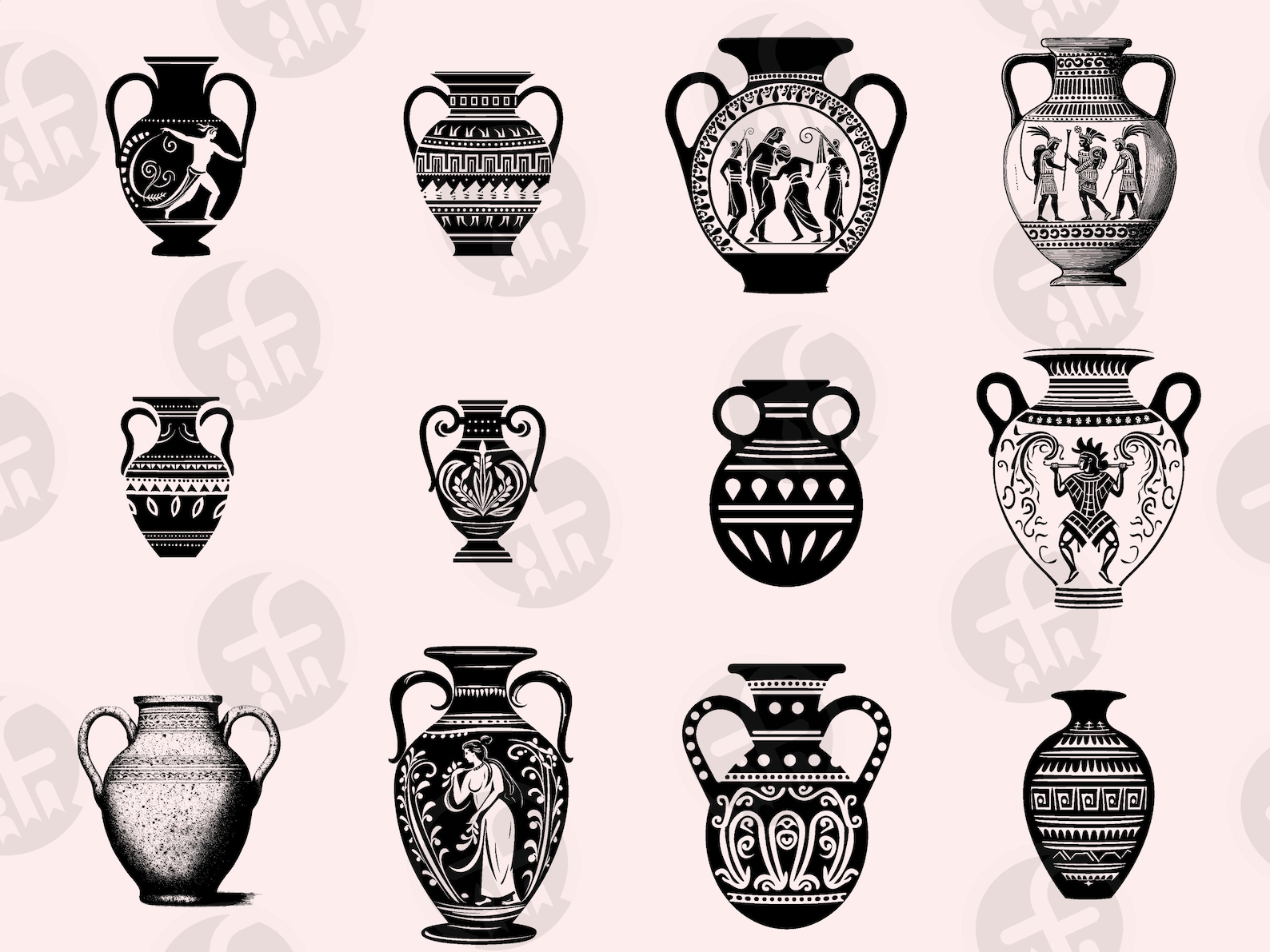 Greek Amphora SVG Bundle: Ancient Pottery Clipart (87 Designs) (digital ...