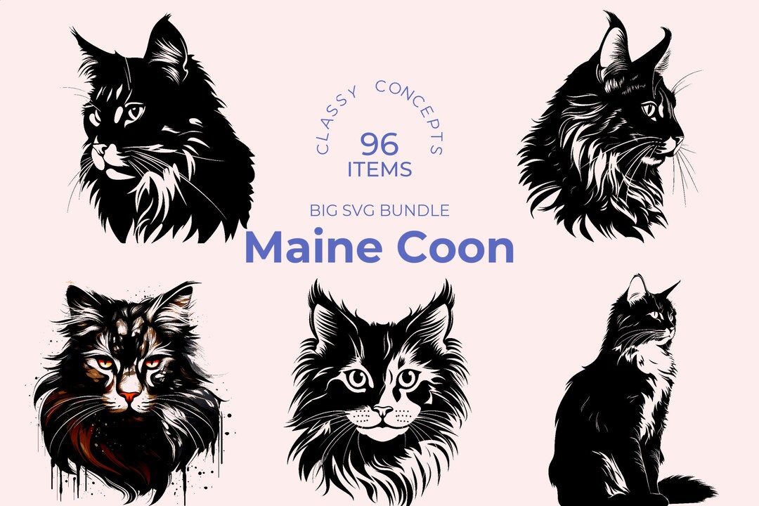 Maine Coon SVG Bundle 96 Cut Files American Native Cat - Etsy UK