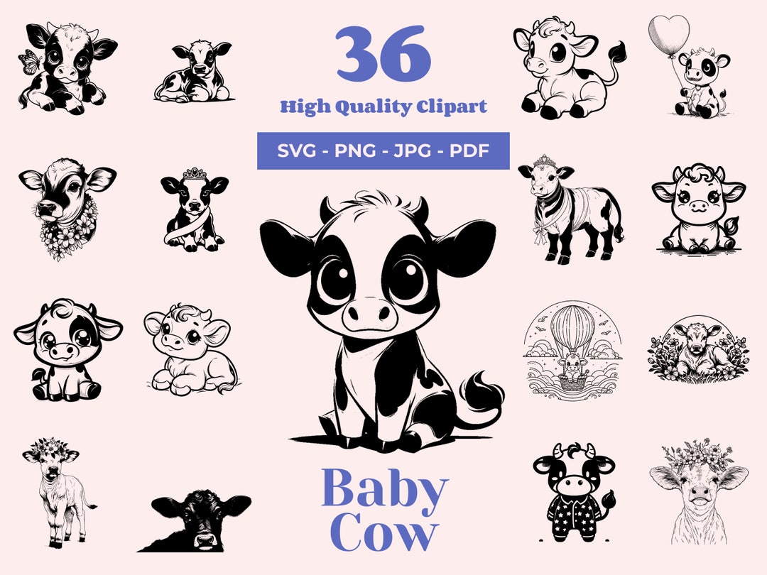 Baby Cow SVG Bundle - 36 Designs - Cute Farmhouse Decor - Rustic Baby ...