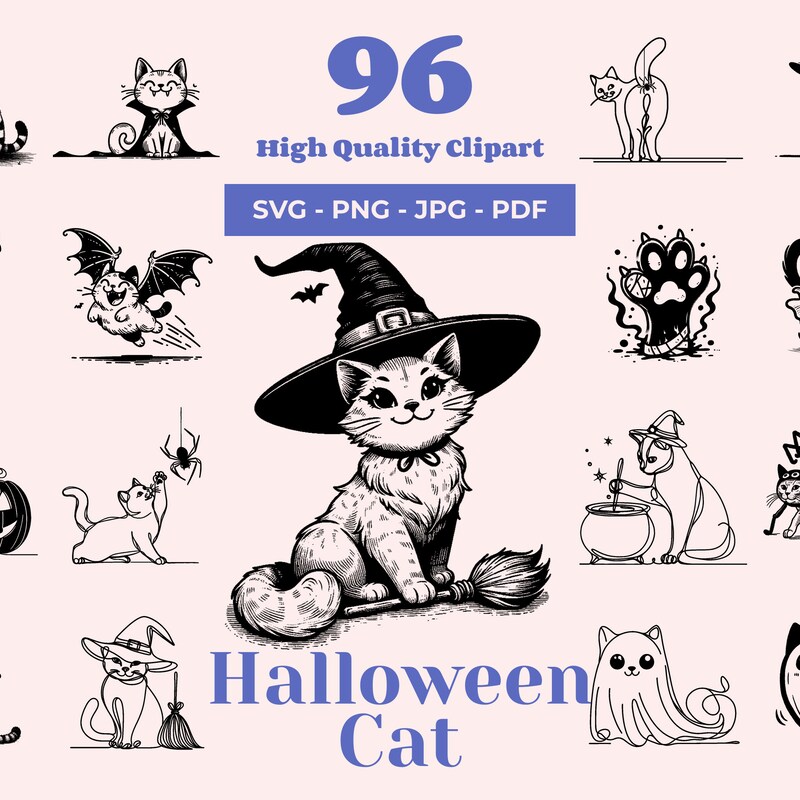 Halloween Cat Svg - Etsy
