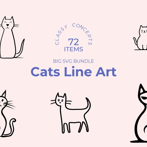 Black Line Cat Svg - Etsy