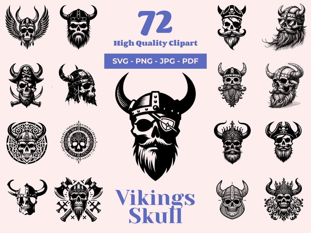 Vikings Skull SVG Bundle - 72 Designs - Norse Clipart - Laser Files ...