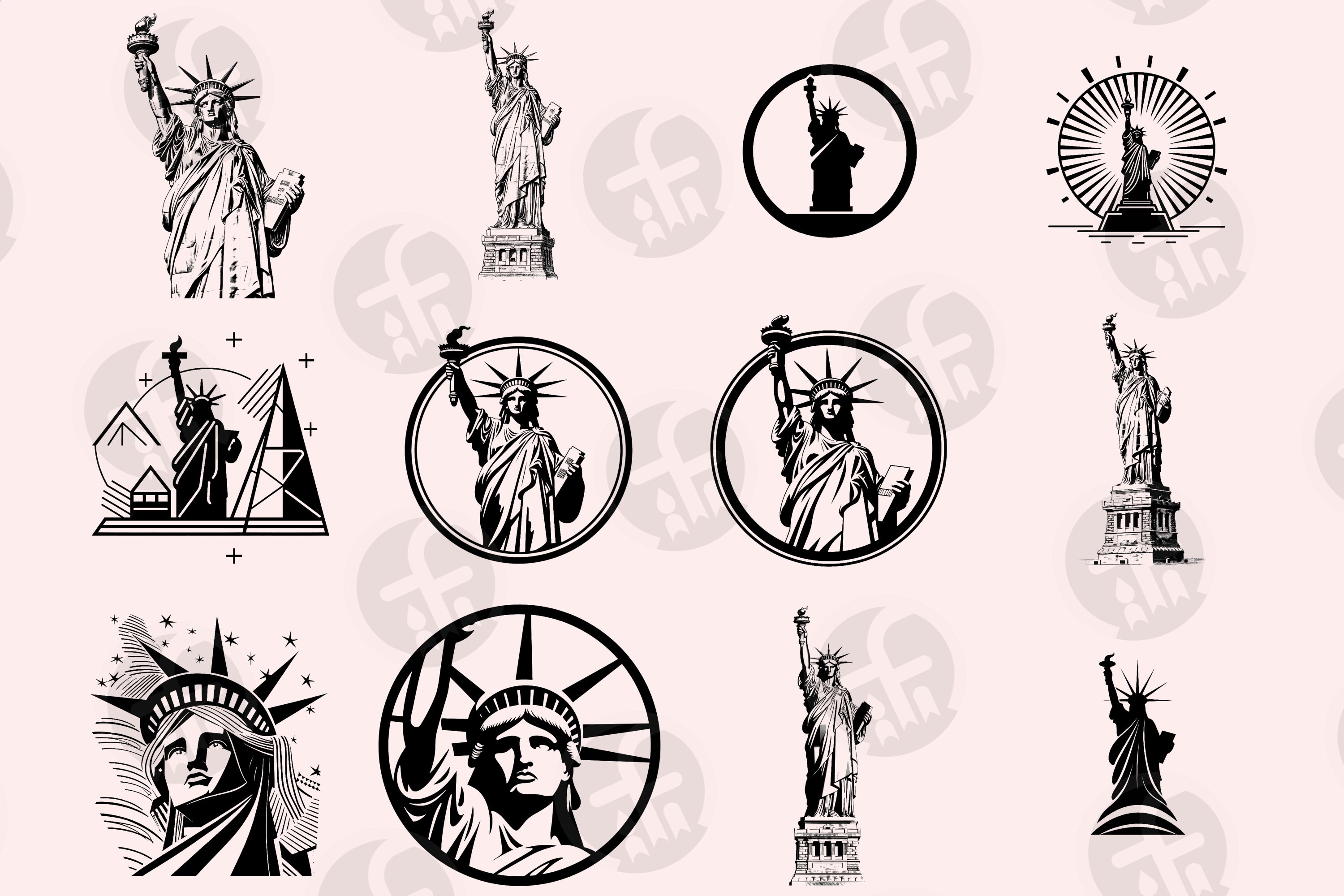 American Statue of Liberty SVG Bundle 53 Cut Files US Icon - Etsy