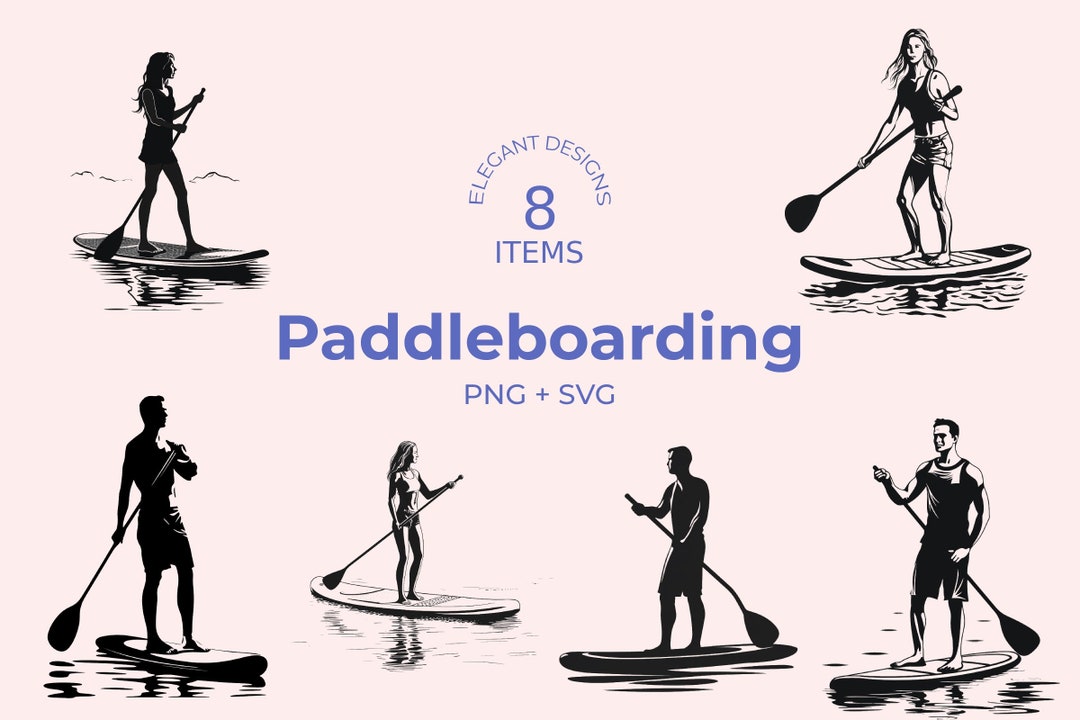 Paddleboard SVG: Beach Water Sports Silhouette Designs (digital ...
